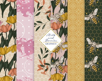 HELLO SPRING Digital Paper Set Floral Pink Mint Spring - Etsy