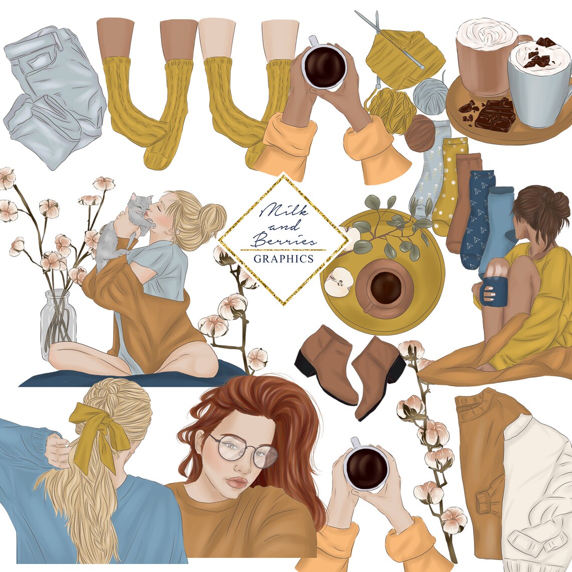 Warm Cozy Corner: Clipart Planner Graphic Planner Sticker - Etsy