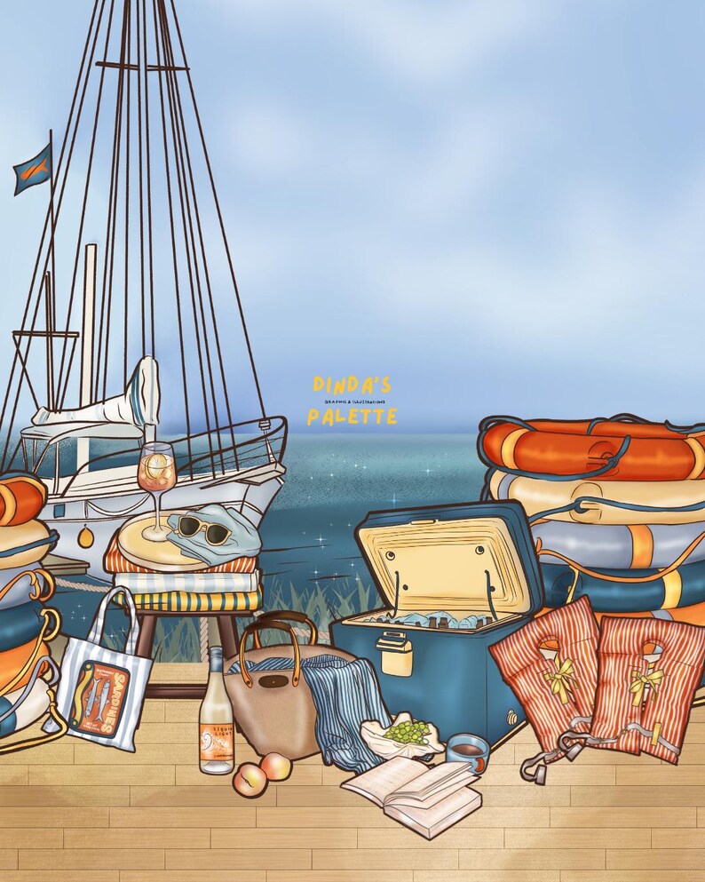 Coastal Summer Clipart PNG | Nautical Seafood Wine Fashion ...