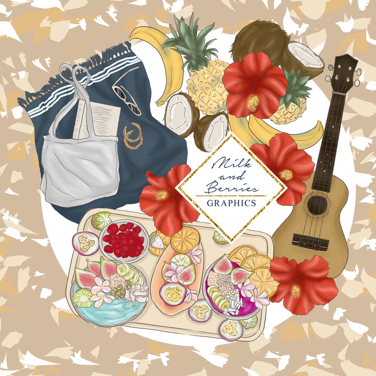 Island Life Clipart: Hand-painted Summer Graphics (digital Download) - Etsy