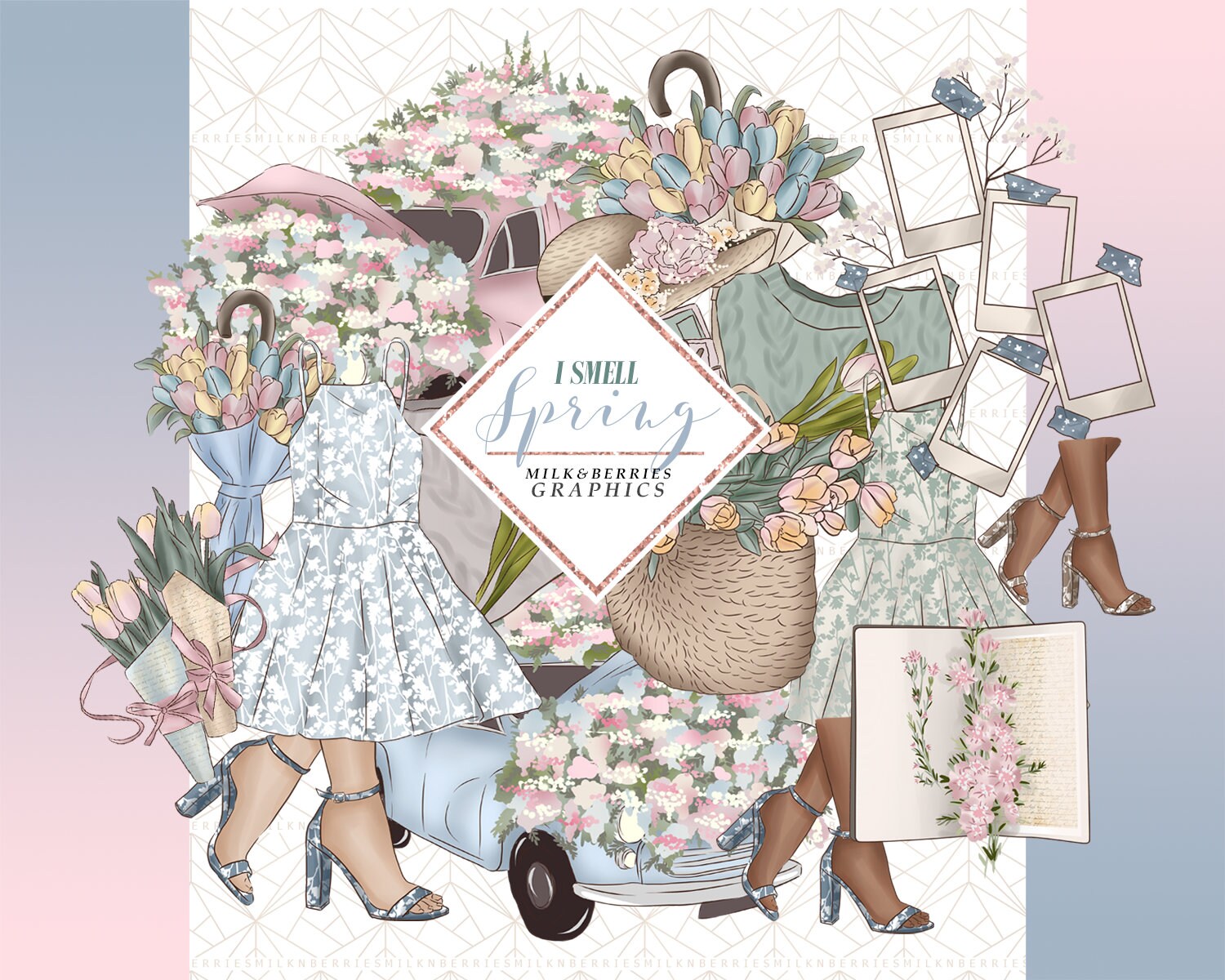 I Smell Spring: Clipart Planner Graphic flower tulips | Etsy