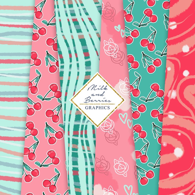 Cherry Kisses: Digital Paper Pack Planner Graphic Planner - Etsy
