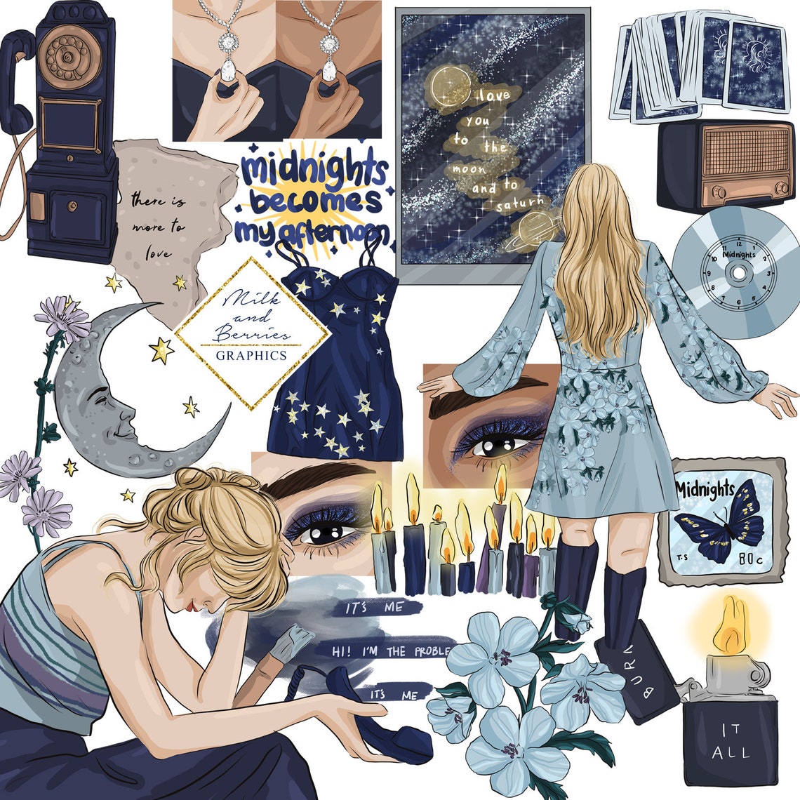 T.S. Midnights: Clipart Illustration Planner Clipart - Etsy