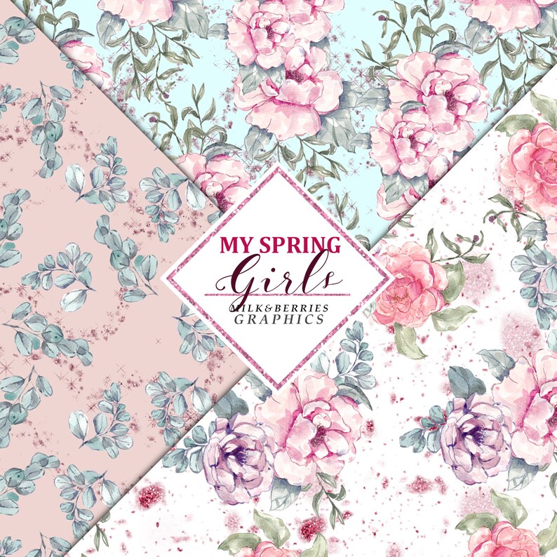 Lovely Peonies: Matching Digital Paper Floral Designer - Etsy