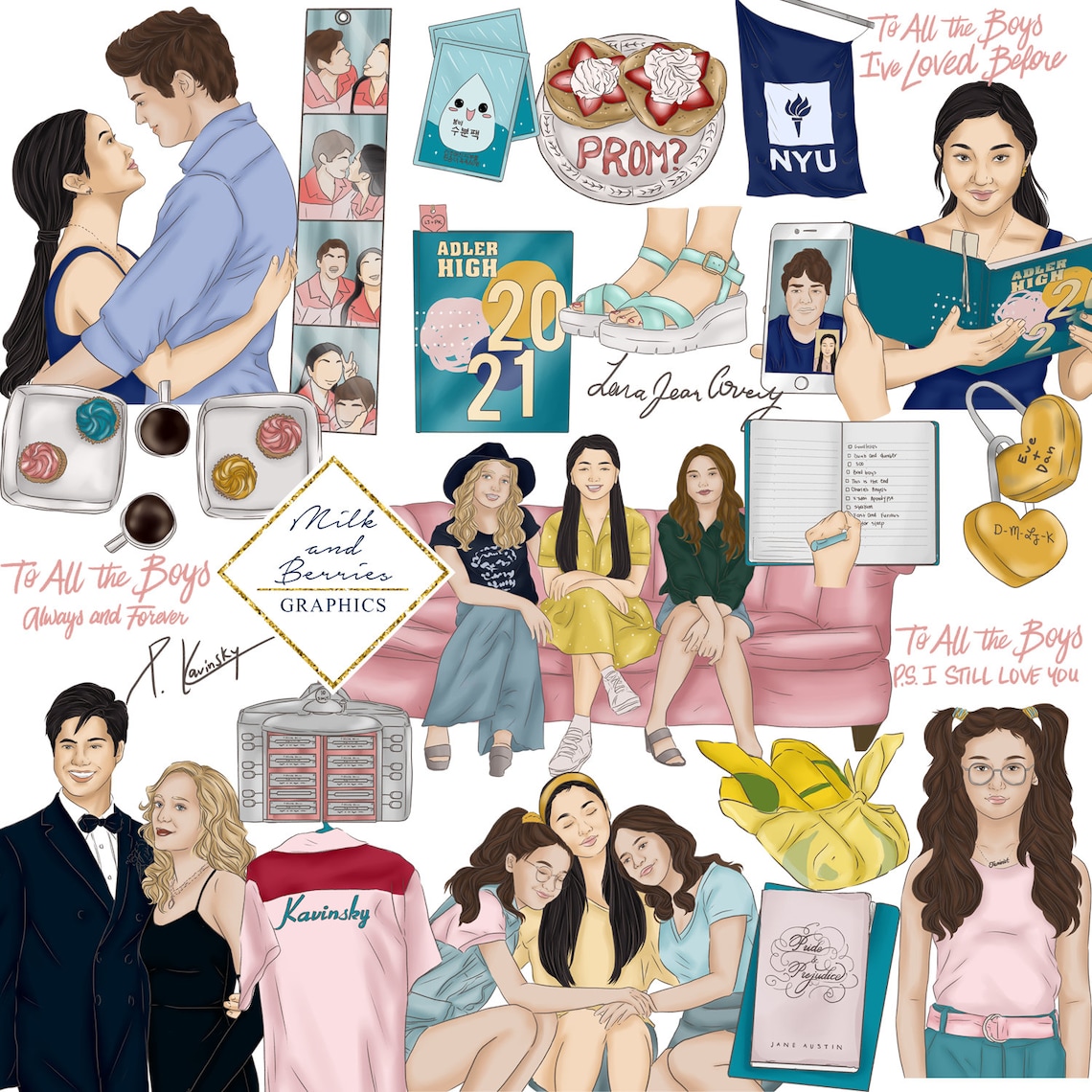 To All the Boys I've Loved Before Always and Forever Movie Clipart Set ...
