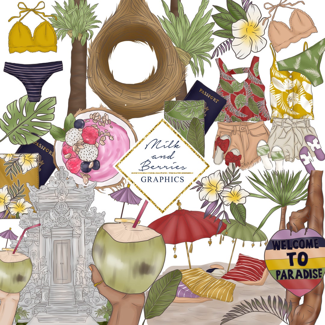 Holiday in Bali: Clipart, Planner Graphic, Planner Sticker, Scrapbook ...