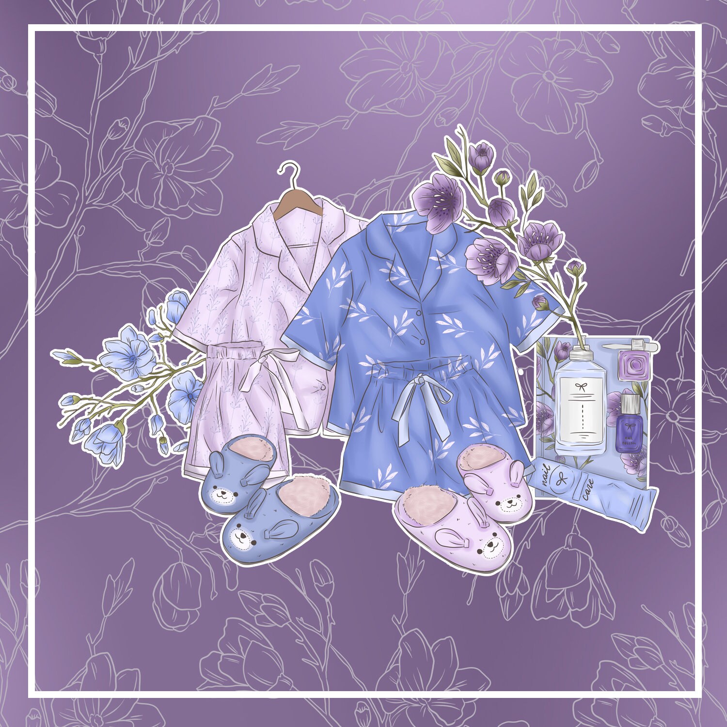 Sleepover Clipart: Hand-painted Slumber Party Graphics (PNG) Digital ...