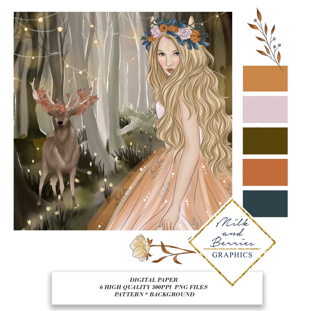 Autumn Forest Nymph: Fashion Girl, Planner Graphic, Planner Sticker ...