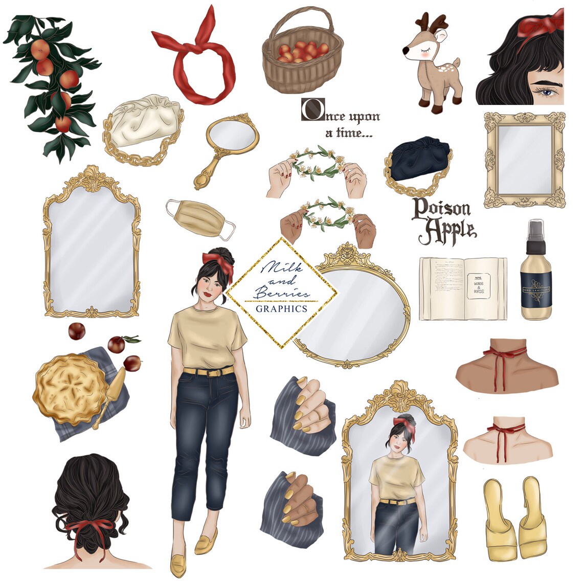 Snow White: Graphic Clipart Scrapbook Material Digital | Etsy