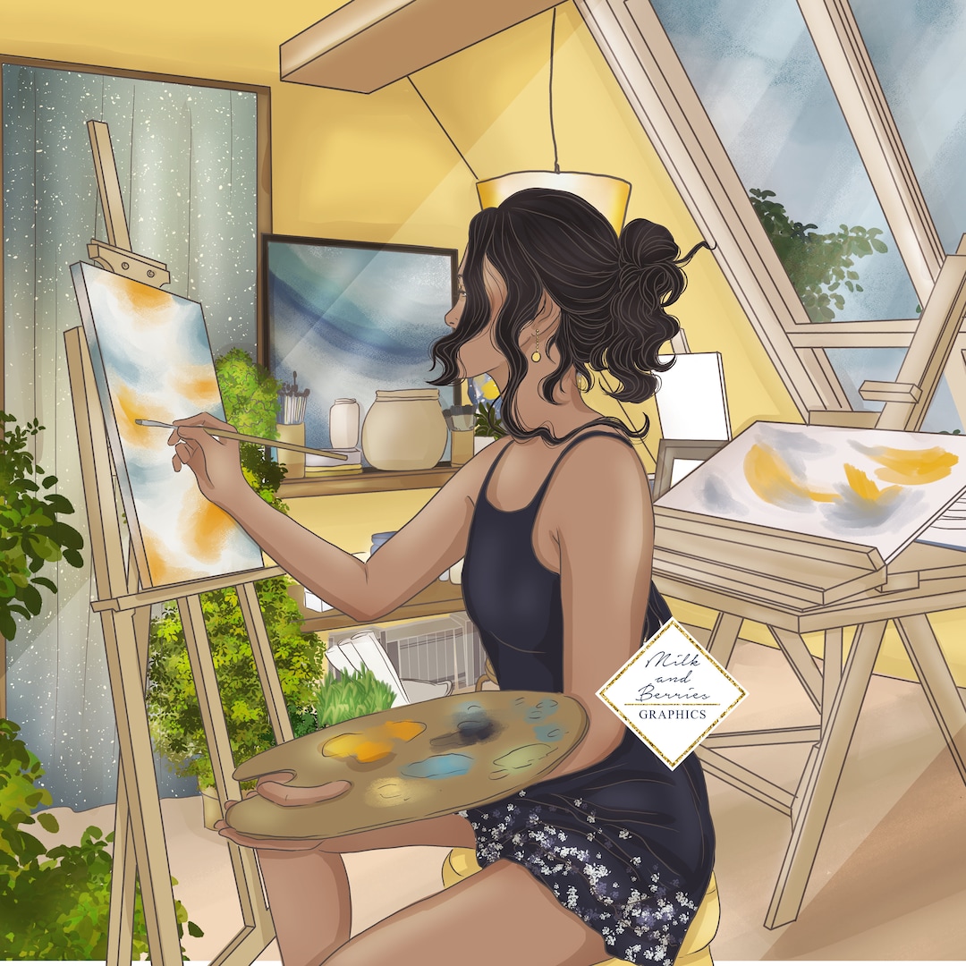 Artsy Girl: Scene Illustration, Planner Clipart, Graphic, Digital ...