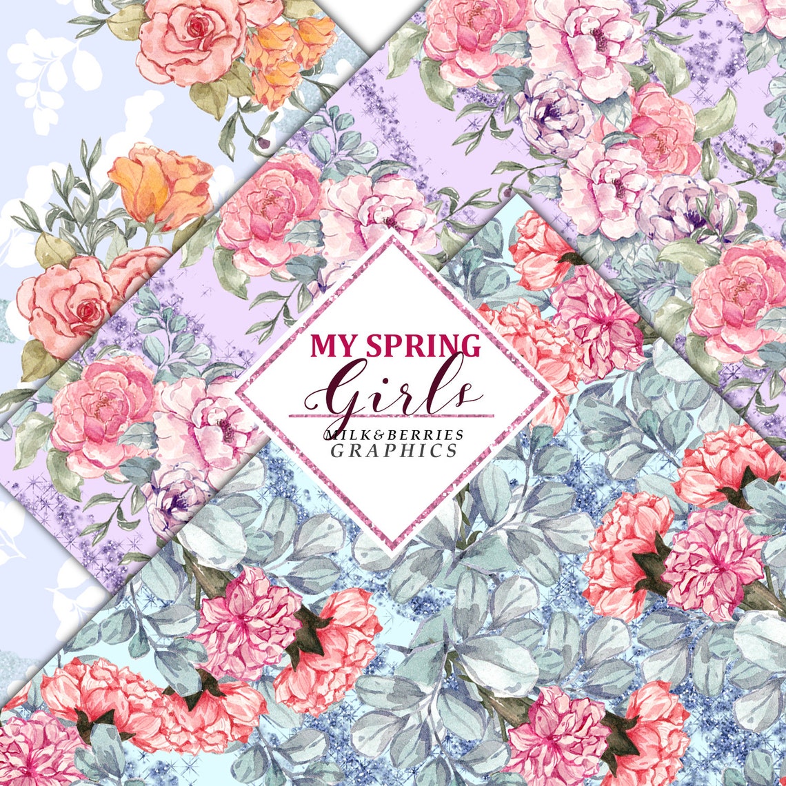 Lovely Peonies: Matching digital paper floral designer | Etsy