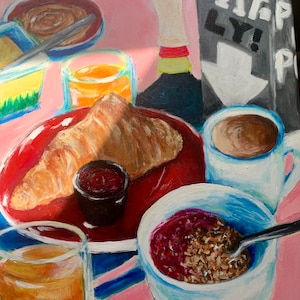Brunch Art/breakfast Painting/breakfast Art/food Still Life/modern Wall ...