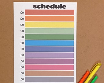 Rainbow Daily Schedule Chart for Kids, Editable Printable Daily Weekly ...