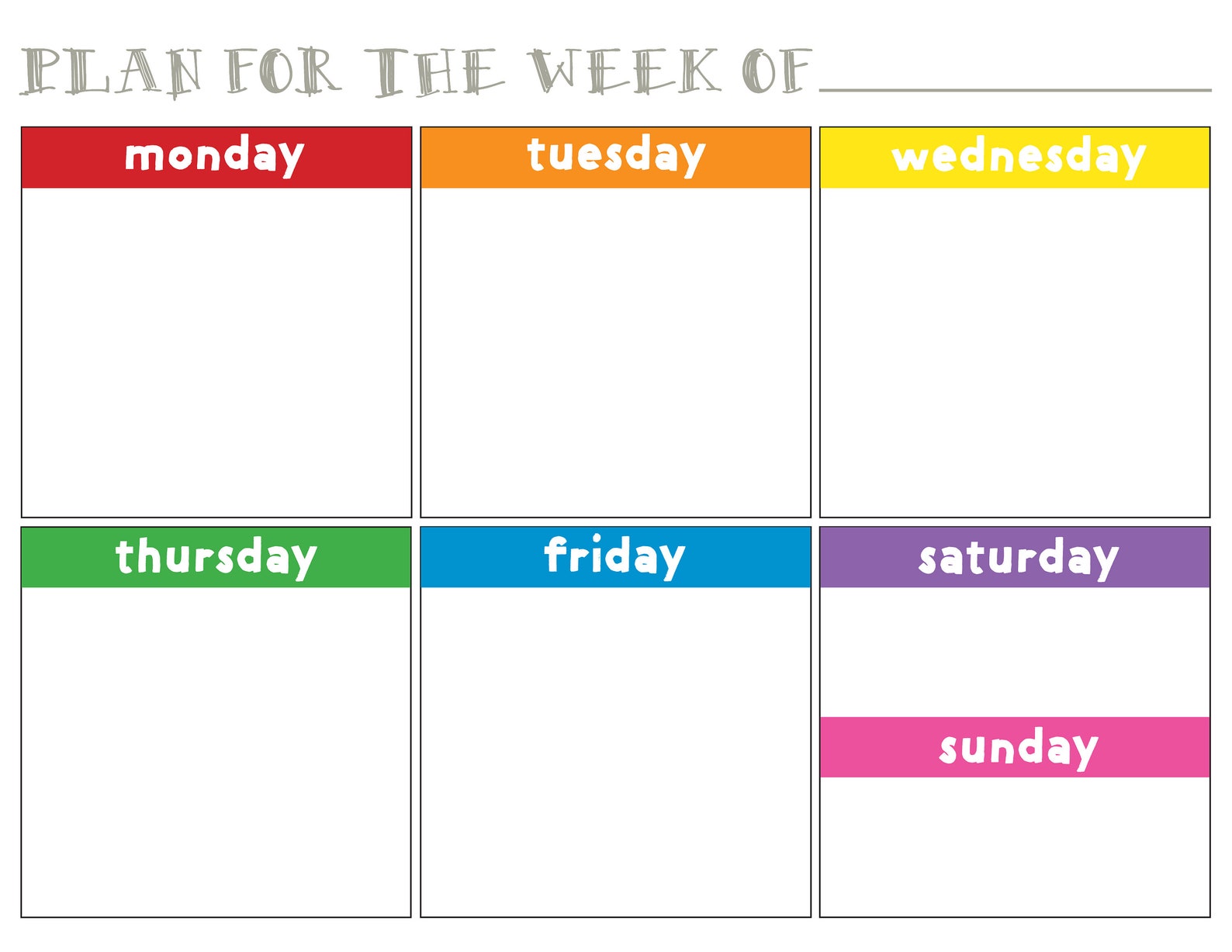 Rainbow Weekly Planner Printable - Etsy UK