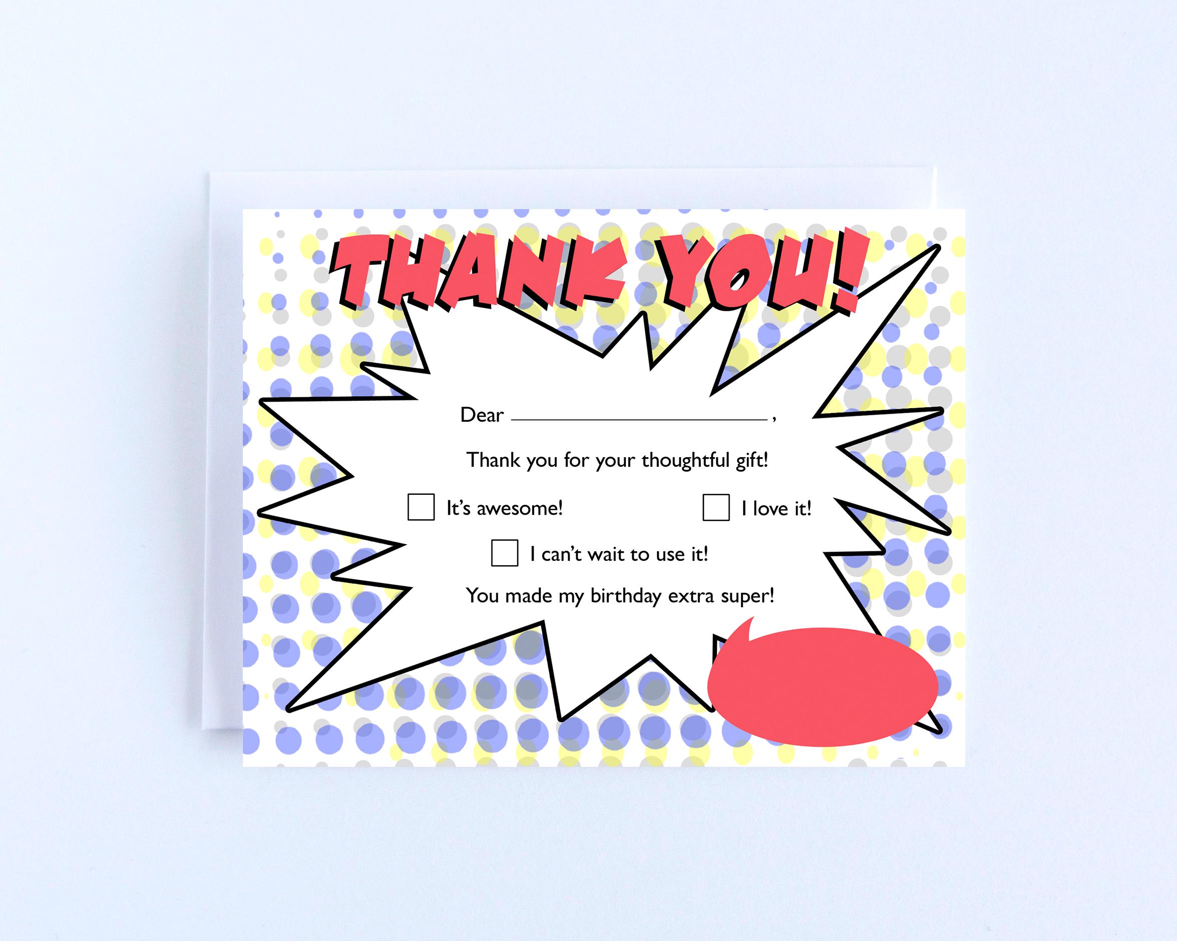 Comic Book Superhero Thank You Notes - Etsy