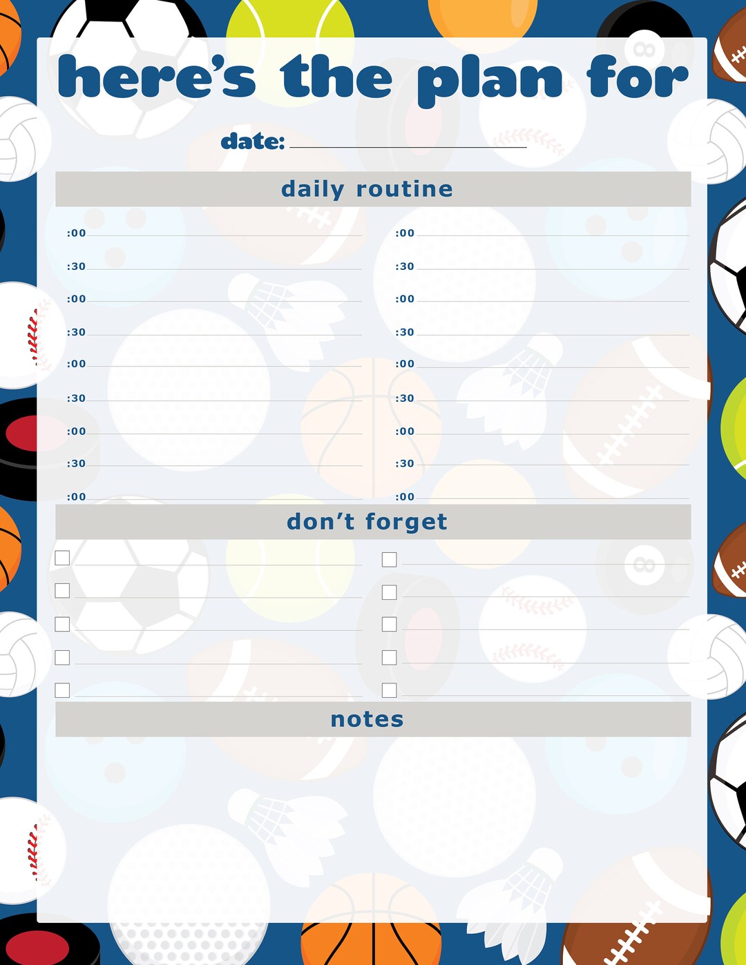 Sports Daily Planner Notepad - Etsy