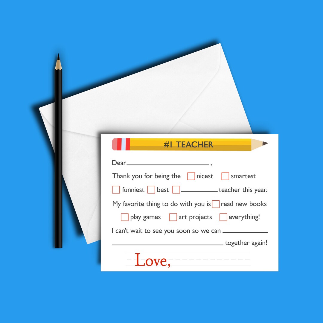 Teacher Fill in the Blank Thank You Note - Etsy