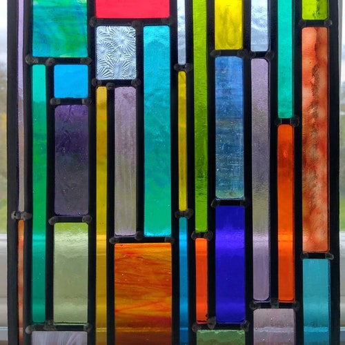 Strips And Stripes Stained Glass Panel Etsy