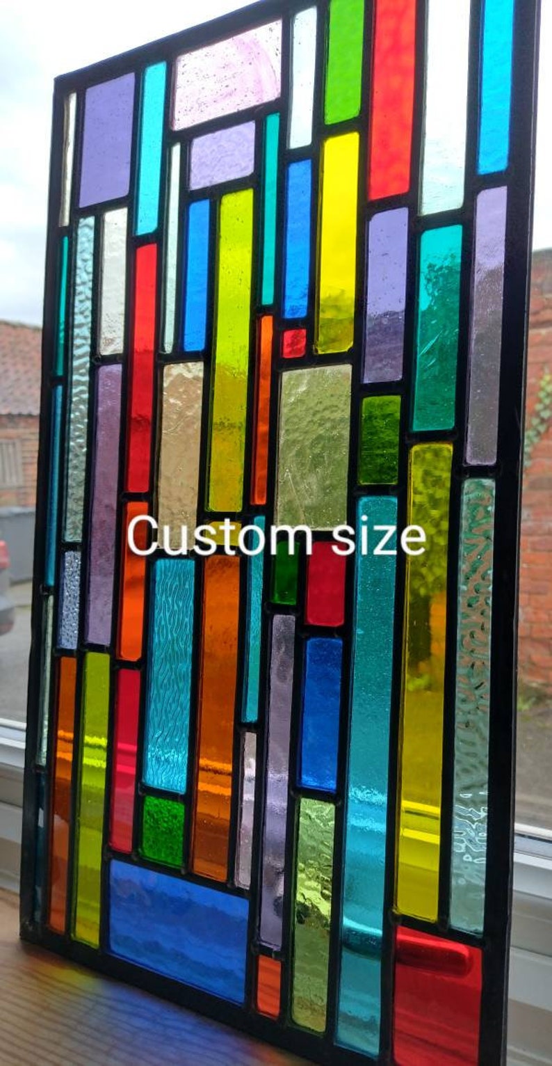Strips and Stripes Stained Glass Panel - Etsy UK