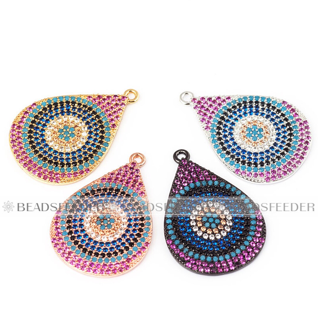Rainbow Evil Eye Teardrop Pendant for Neck Lacecubic Zirconia - Etsy