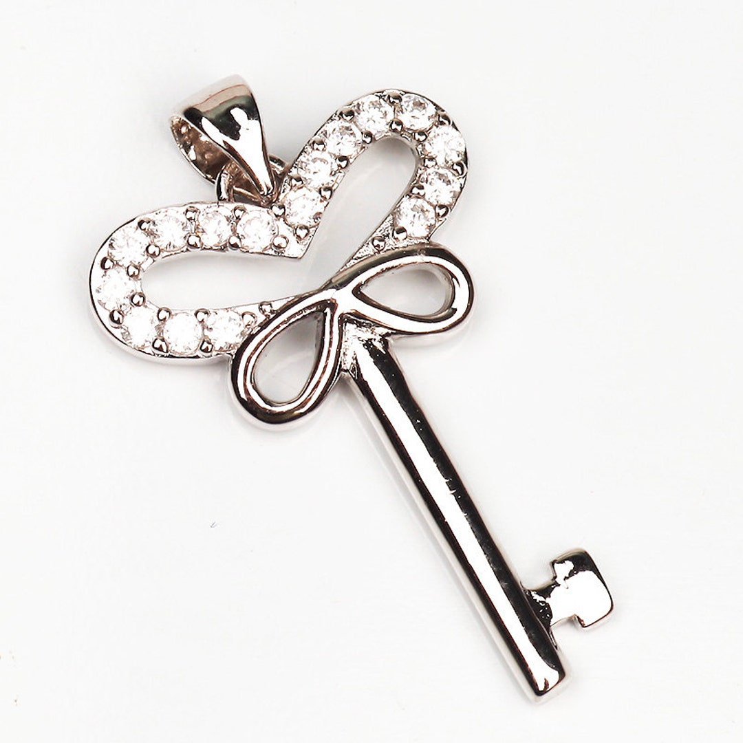 Patten A Key Charm Pendant Micro Pave Charm / Clear Cubic Zirconia ...