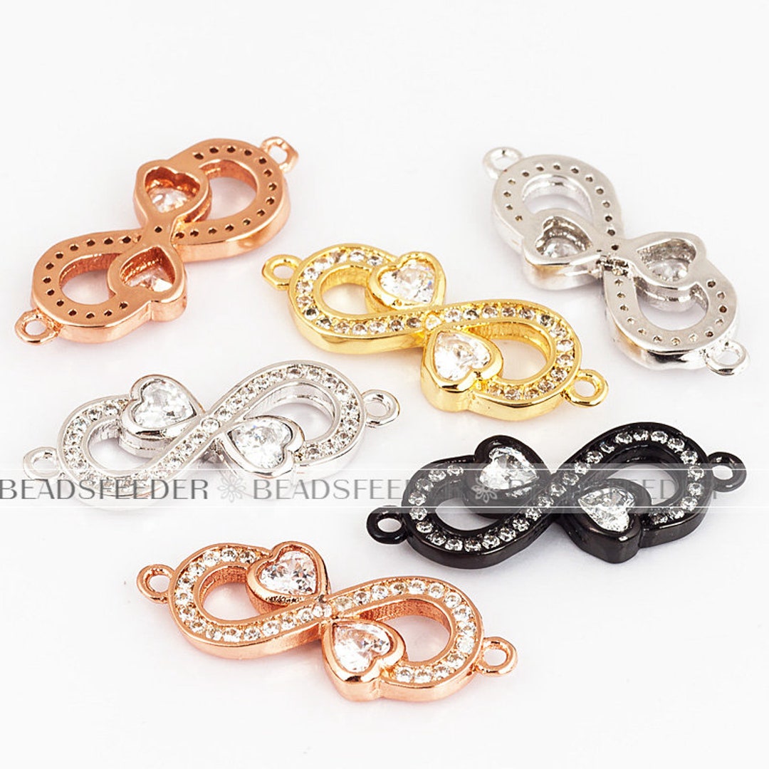Twin Heart Infinity Connector Link Clear CZ Cubic Zirconia - Etsy
