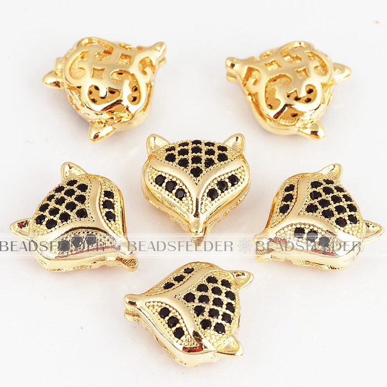 Fox Beads Fox Face Fox Head Beadanimal Beads Micro Pave | Etsy