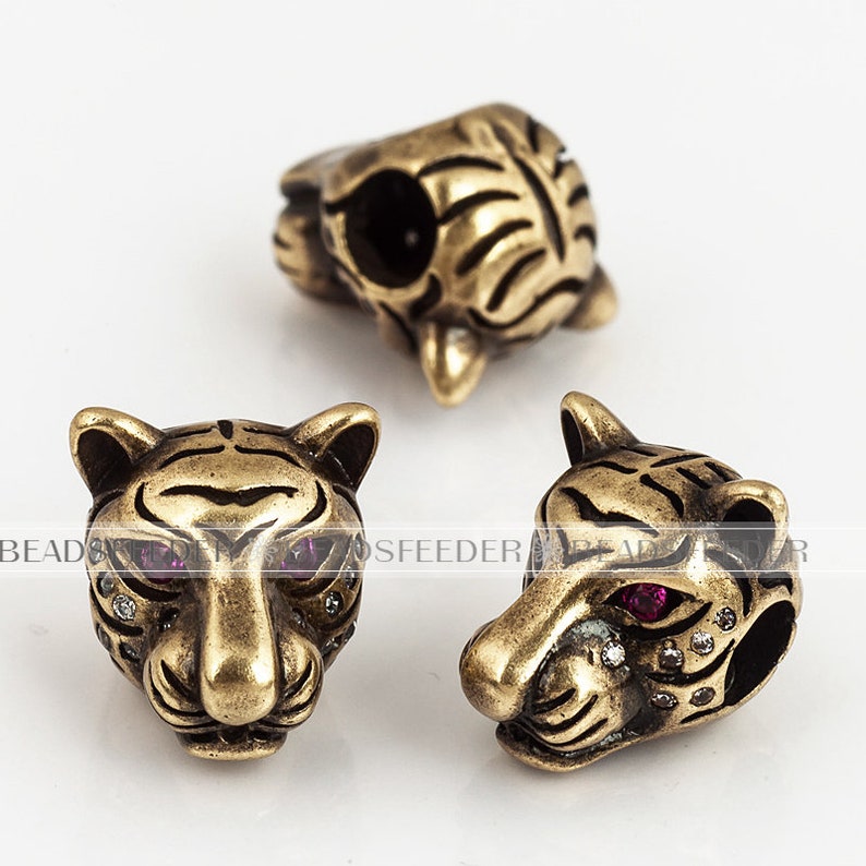 Tiger Head Beadanimal Beads Micro Pave Beads / CZ Bead Clear | Etsy