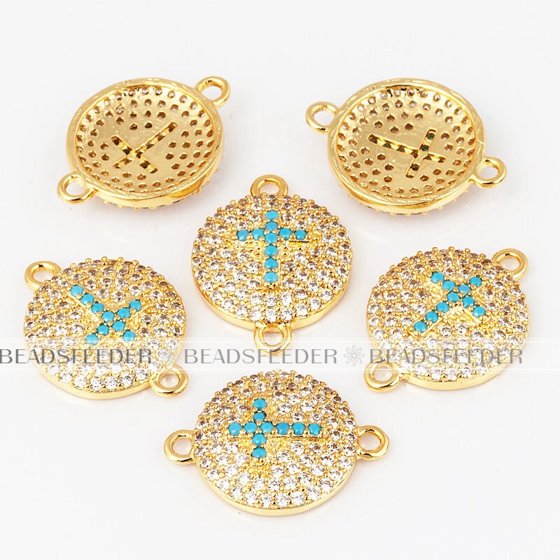 Turquise CZ Pave Cross on Disc Connector Micro Paved cz/micro - Etsy