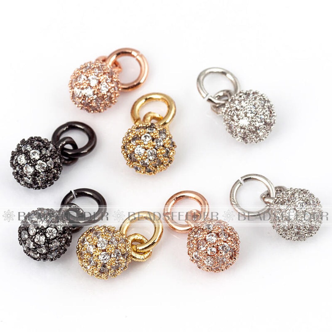 Classic Round Ball Charm Clear Zirconia Charm - Etsy