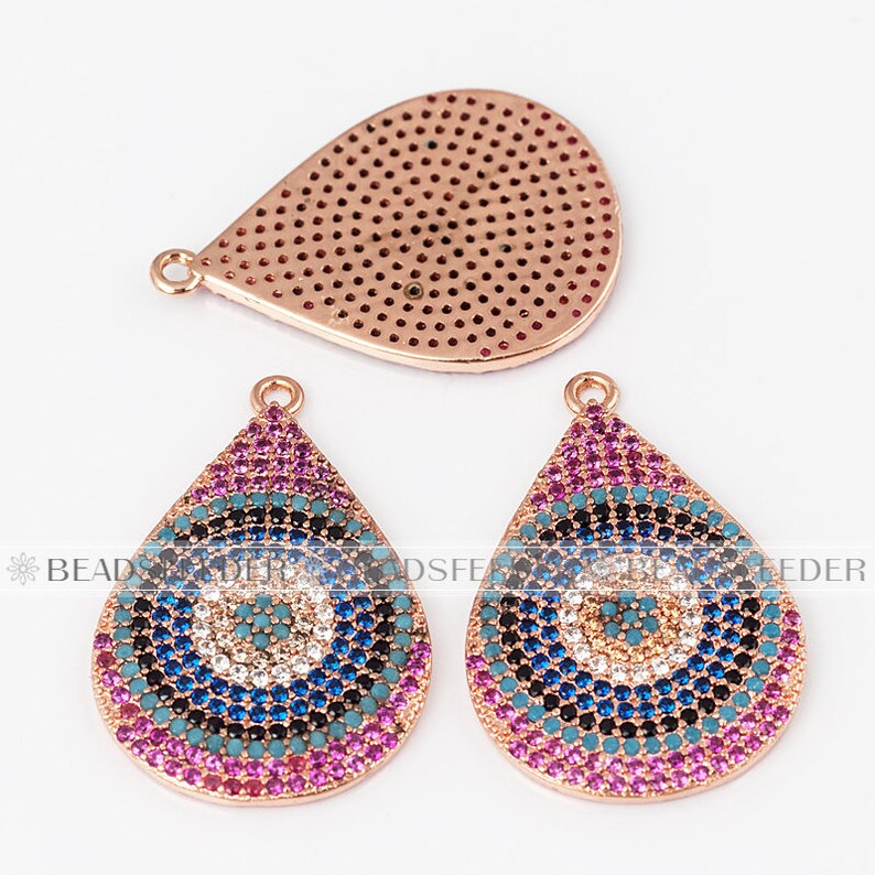 Rainbow Evil Eye Teardrop Pendant for Neck Lacecubic Zirconia | Etsy