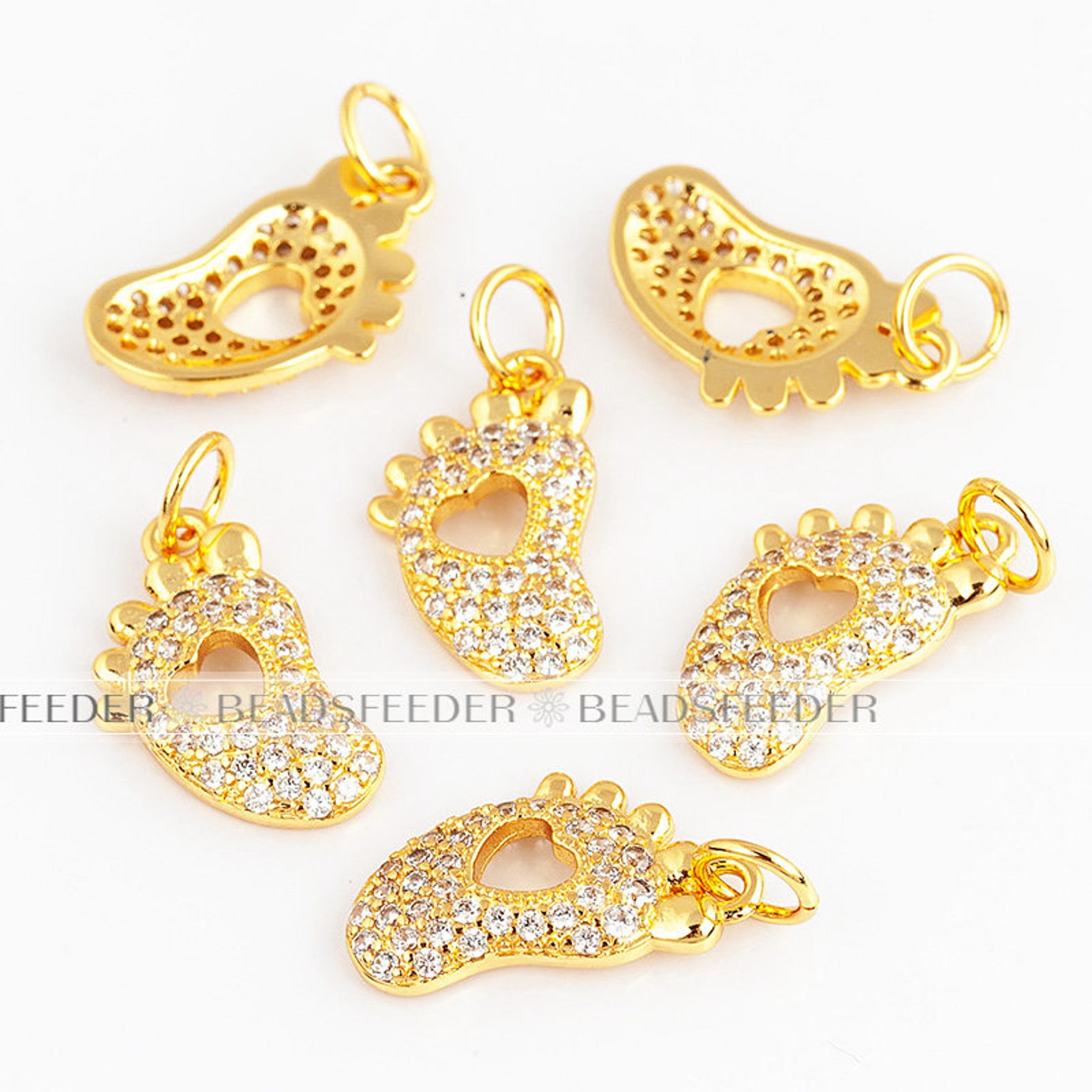 Baby Feet Charm/pendant Clear CZ Micro | Etsy