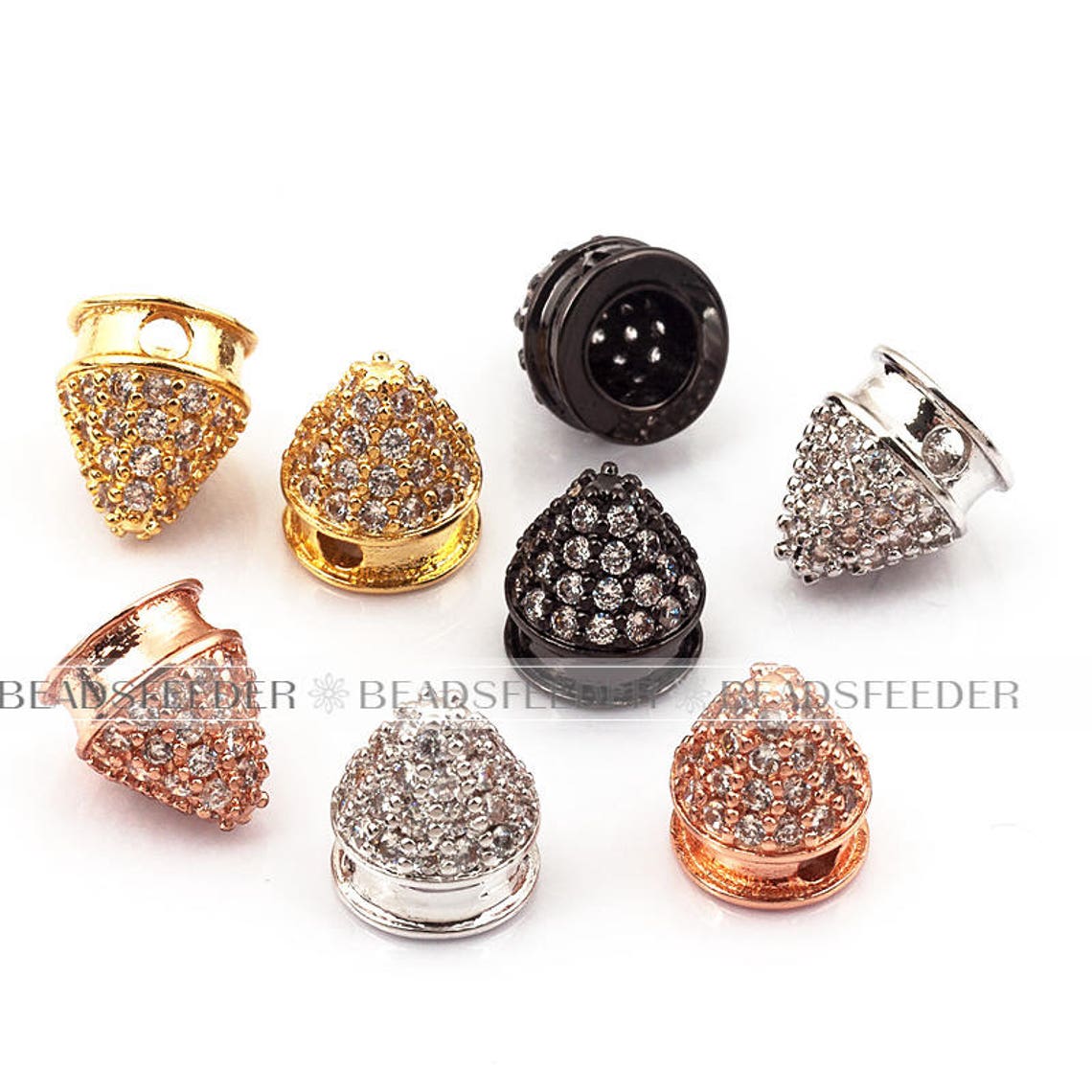 Tower Bead With Black/clear CZ Hand Craft Supplies Jewlery - Etsy