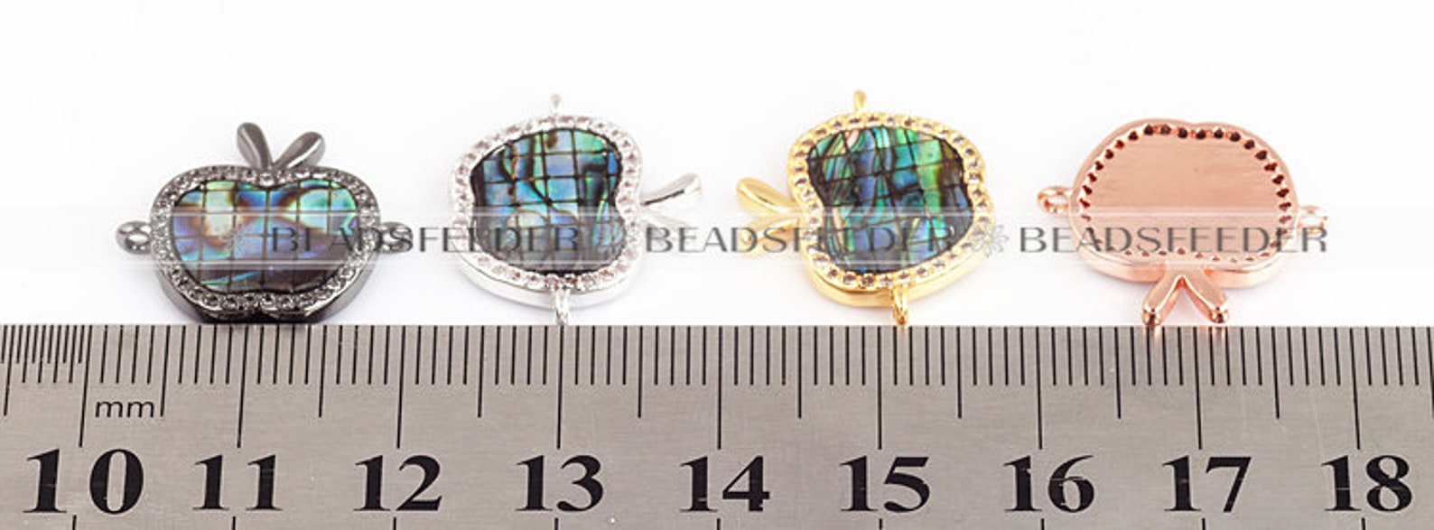 Apple Link Connectorwith Abalone Shell Chipsclear Cubic | Etsy
