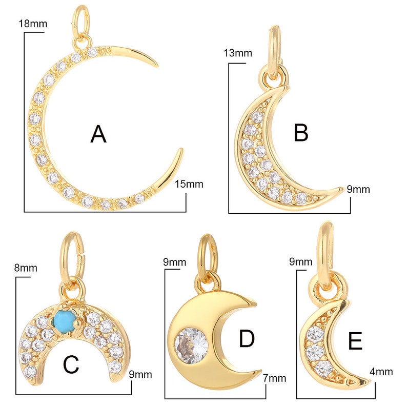 2/10pcs Super Mini Half Moon Crescent Charm clear CZ Micro - Etsy
