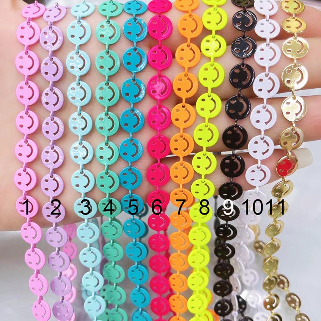 Enamel Happy Smile Face Chain, Colourful Red/pink/yellow/green/blue ...