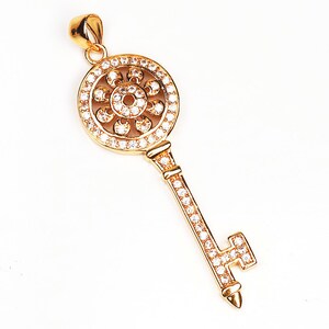Patten E Key Pandent Micro Pave Charm / Clear Cubic Zirconia - Etsy