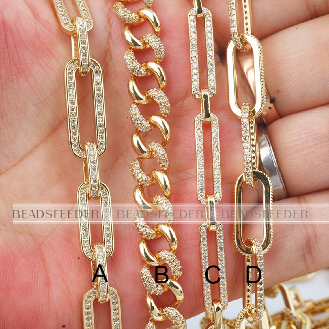 CZ Chain Jumbo Paper Clip Chain Half Finished for Bracelet - Etsy