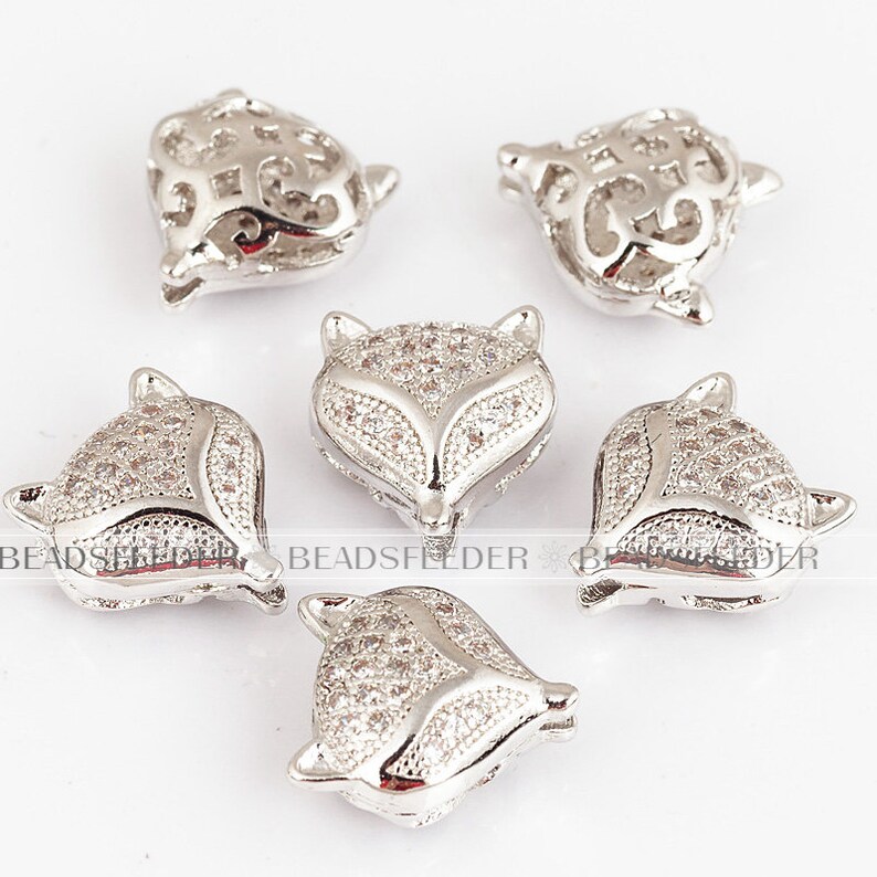 Fox Beads Fox Face Fox Head Beadanimal Beads Micro Pave - Etsy