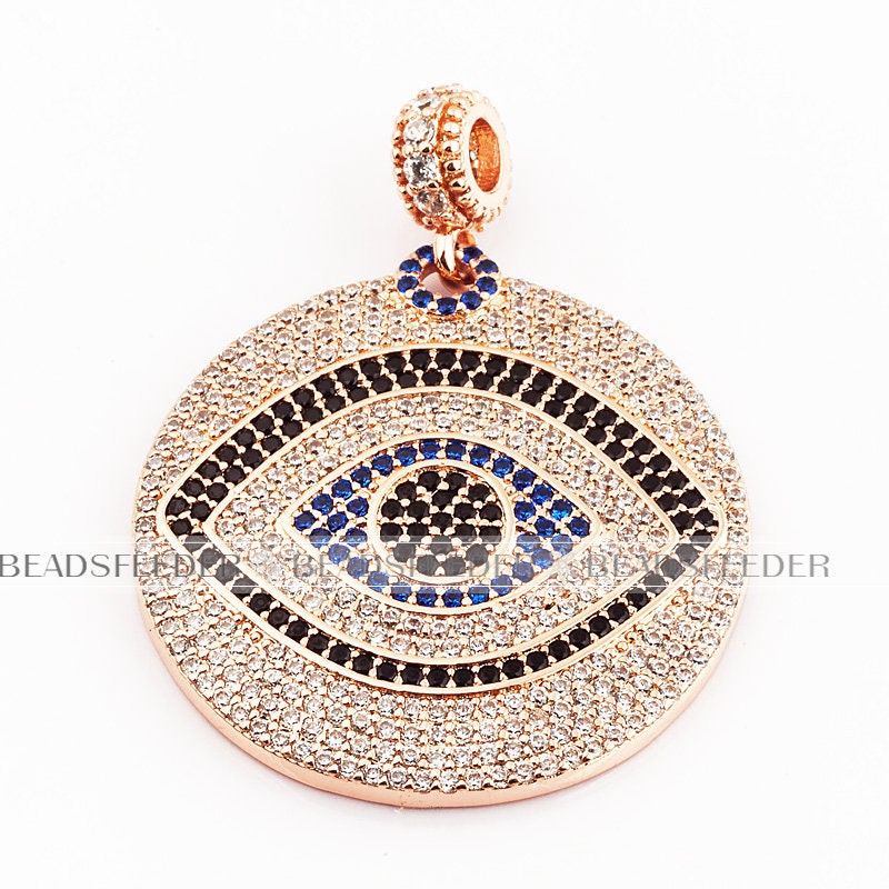 Rainbow Evil Eye Focal Pendant for Neck Lace Clear/black CZ | Etsy