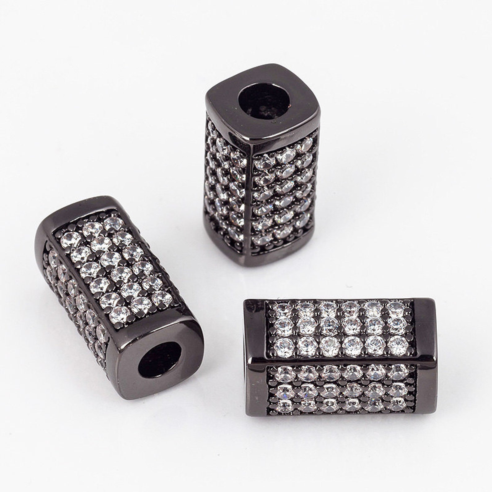 Rectangular Square Mens Spacer Beads Charms/ Clear Micro Pave - Etsy