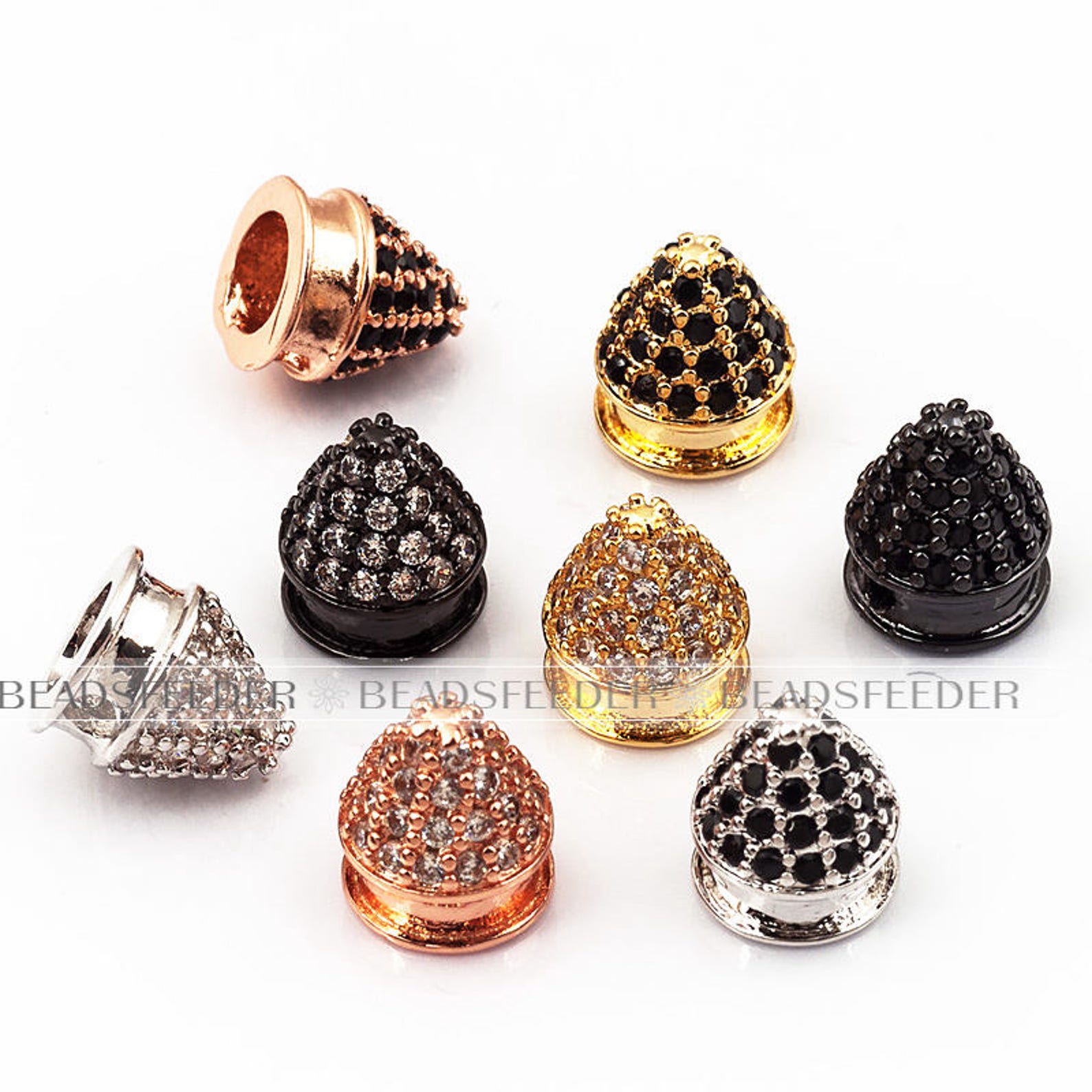 Tower Bead With Black/clear CZ Hand Craft Supplies Jewlery - Etsy