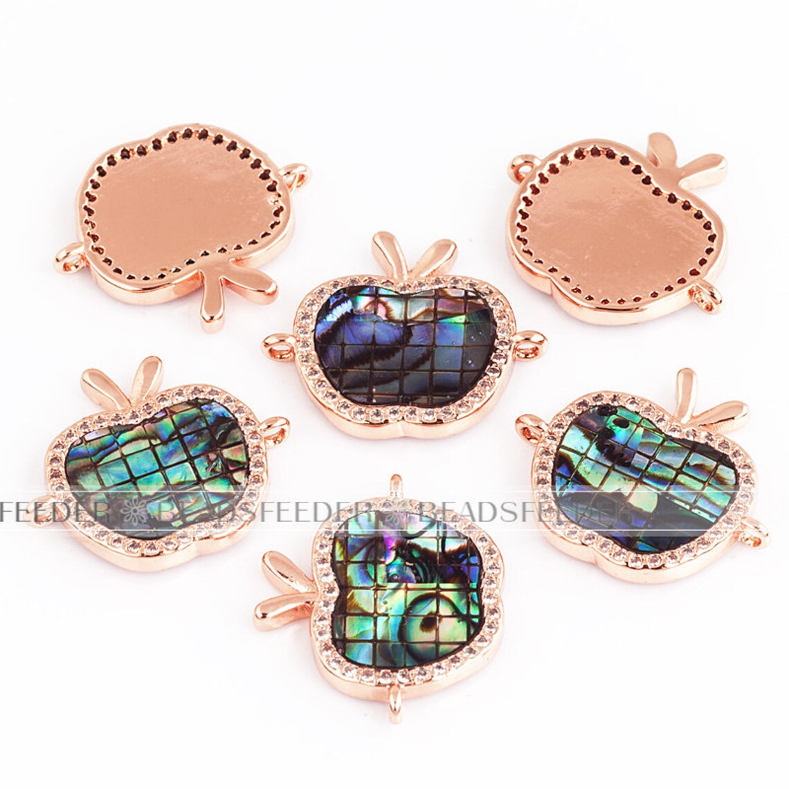 Apple Link Connectorwith Abalone Shell Chipsclear Cubic | Etsy