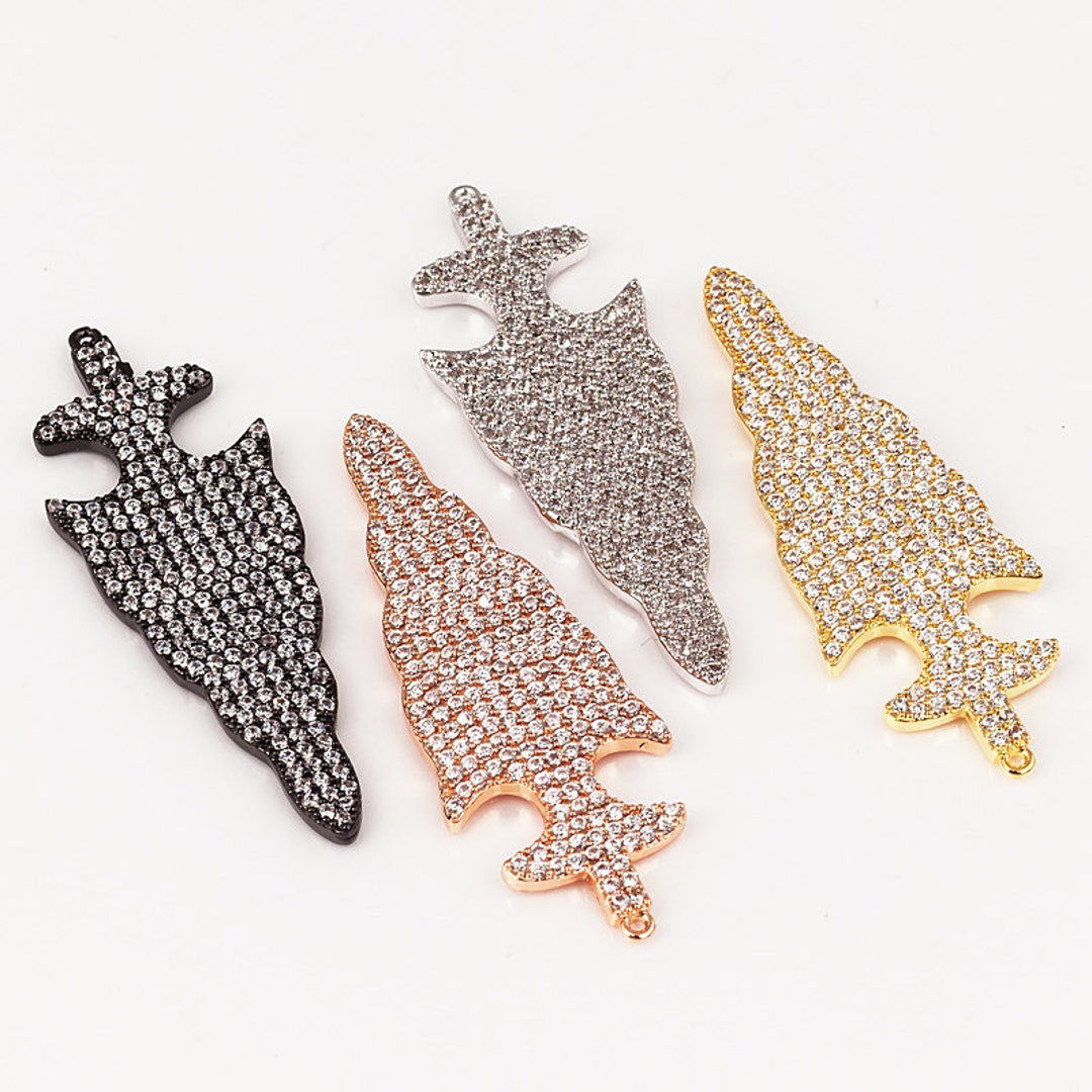 Clear CZ Sword Weapon Pendant Micro Pave Charm / Clear Cubic - Etsy