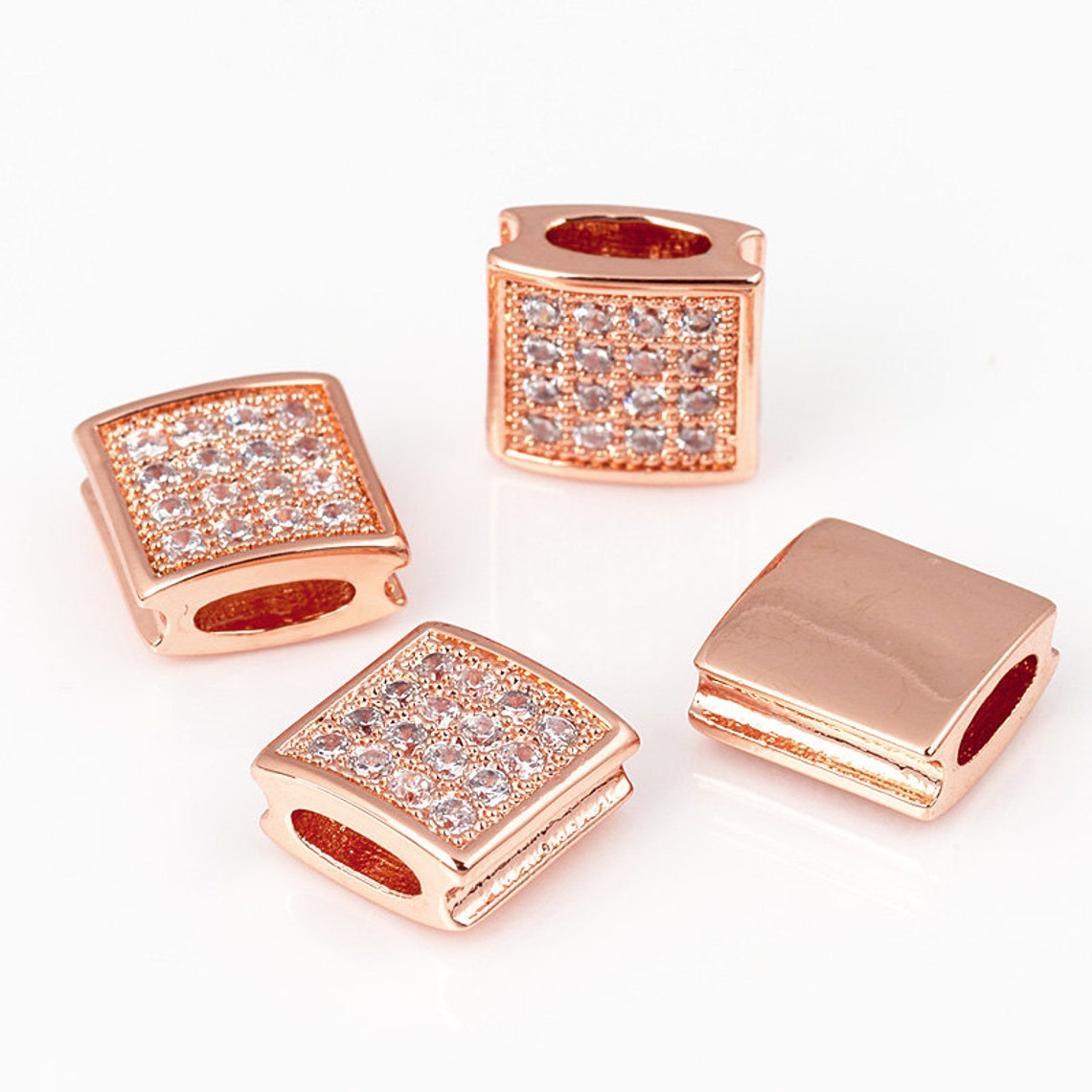 Flat Square Mens Spacer Beads Charms/ Clear Micro Pave - Etsy