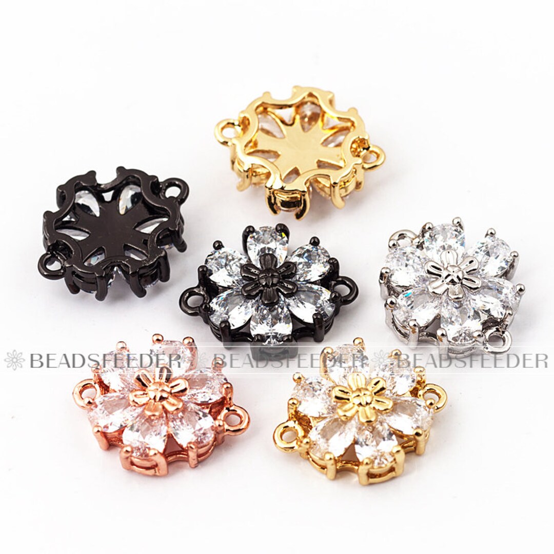 Flower Connector Link,clear CZ Paved , Findinging/cubic Zirconia CZ ...