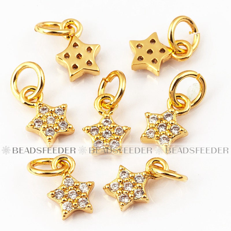 2/10pcs Super Mini Star Charm clear CZ Micro Pavecz/ Cubic - Etsy