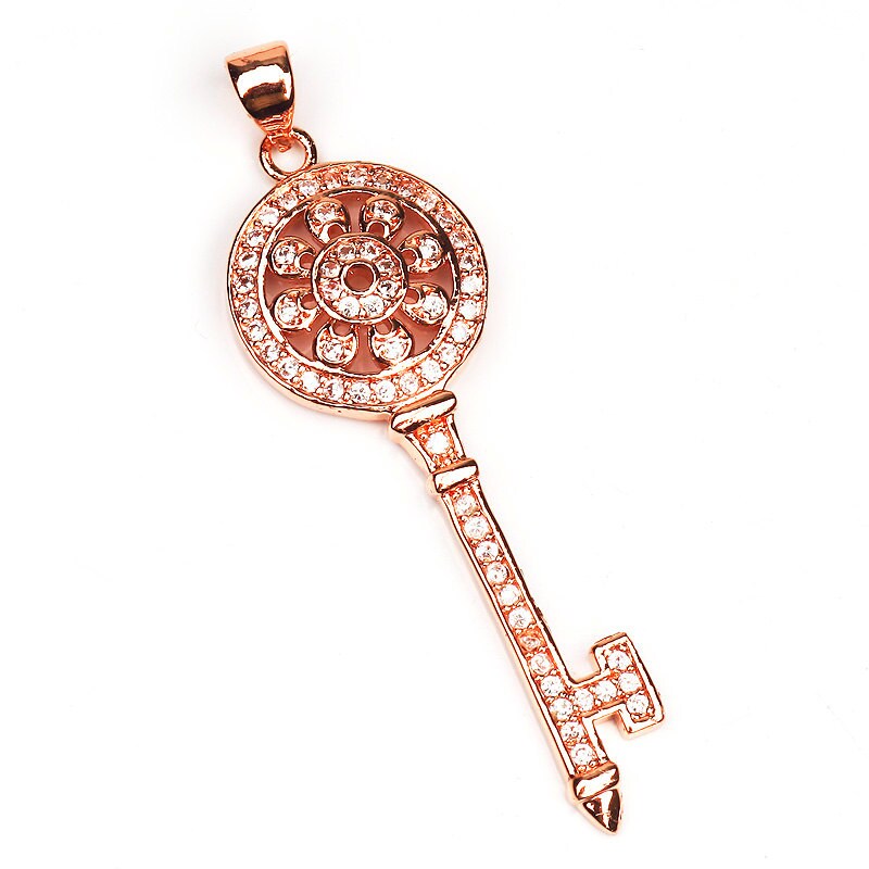 Patten E Key Pandent Micro Pave Charm / Clear Cubic Zirconia - Etsy