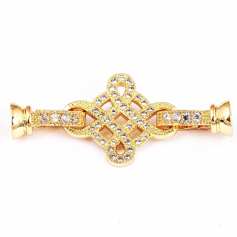 Chinese Knot Clasp Buckle Interlock Micro paved CZ Micro | Etsy