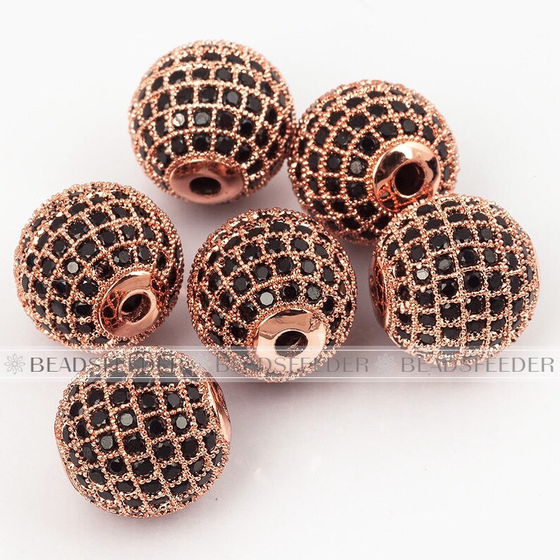 2/10pcs Shamballa Round Ball Bead Micro Pave Beadblack Cubic | Etsy